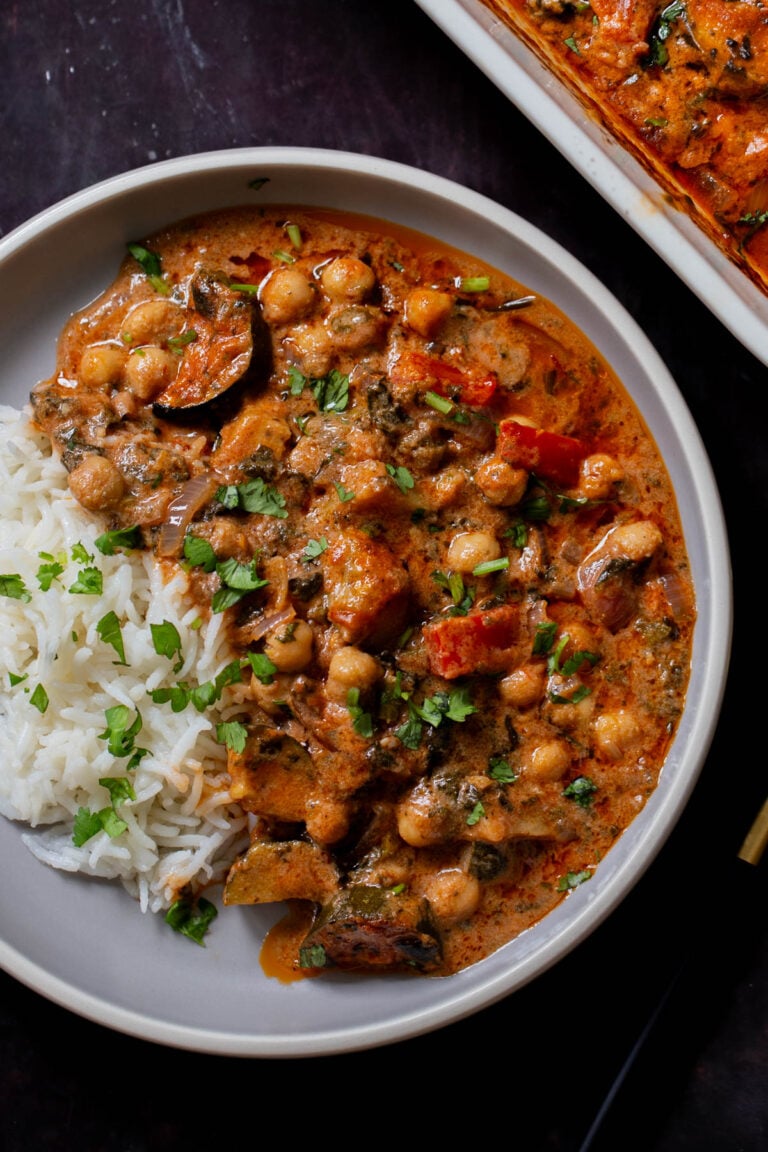 Spicy Baked Zucchini Chickpea Curry