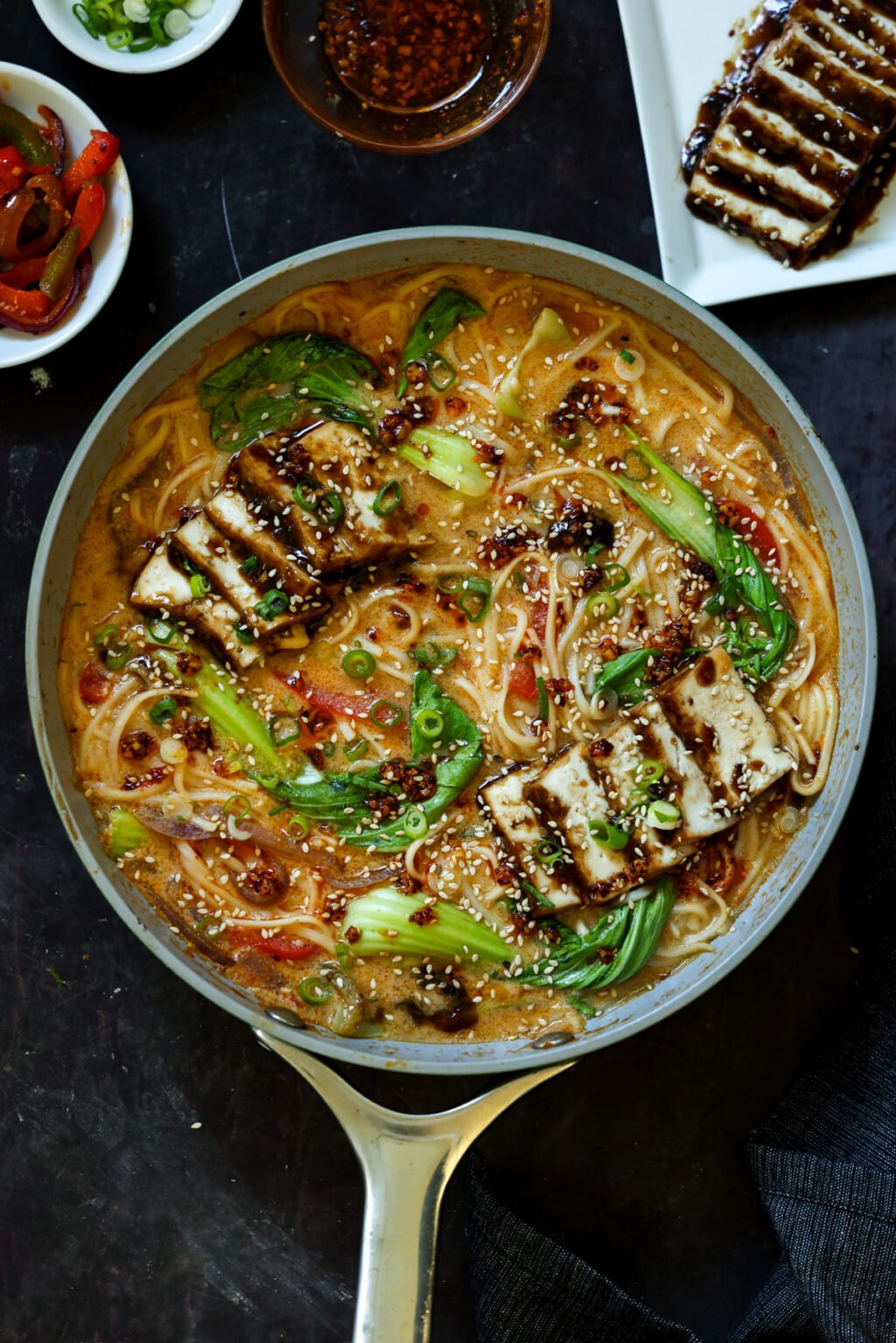 1-Pan Creamy Tahini Ramen with Teriyaki Tofu