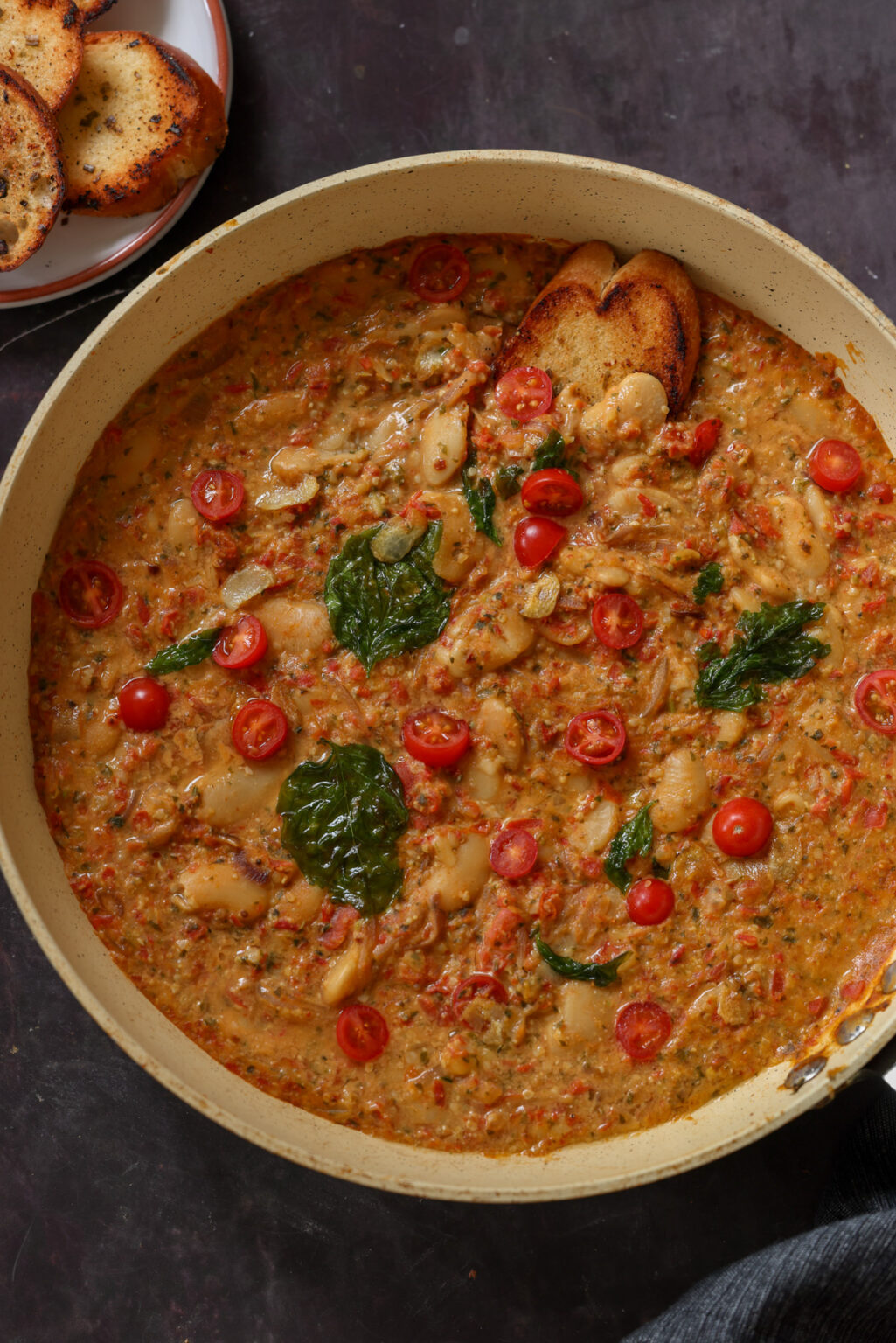 Sicilian Pesto Butter Beans with Crispy Basil
