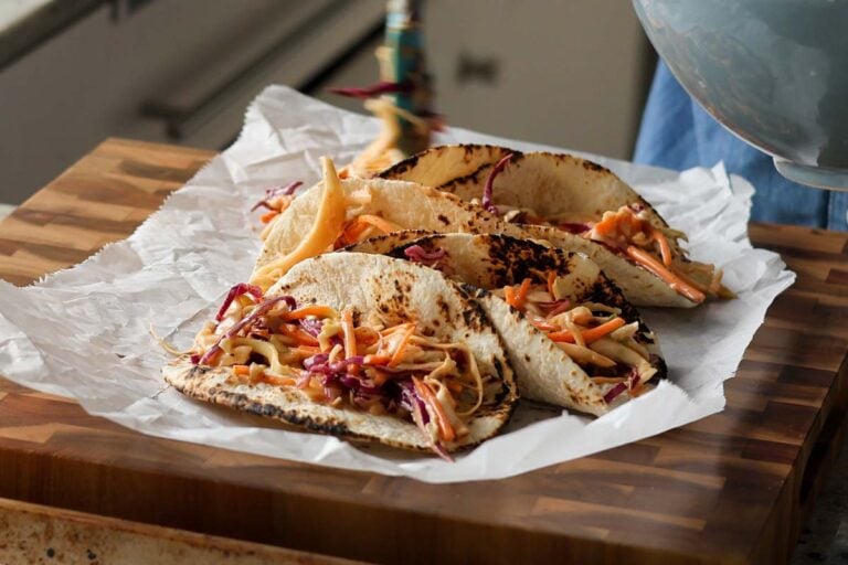 Gochujang Tacos with Yum Sauce Slaw