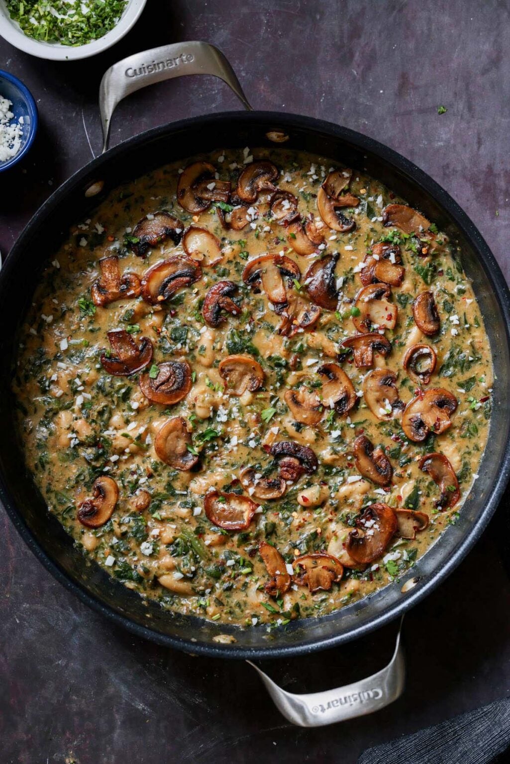 Spinach Mushroom Beans (1-pan, 30 minutes) - PlantBasedAID